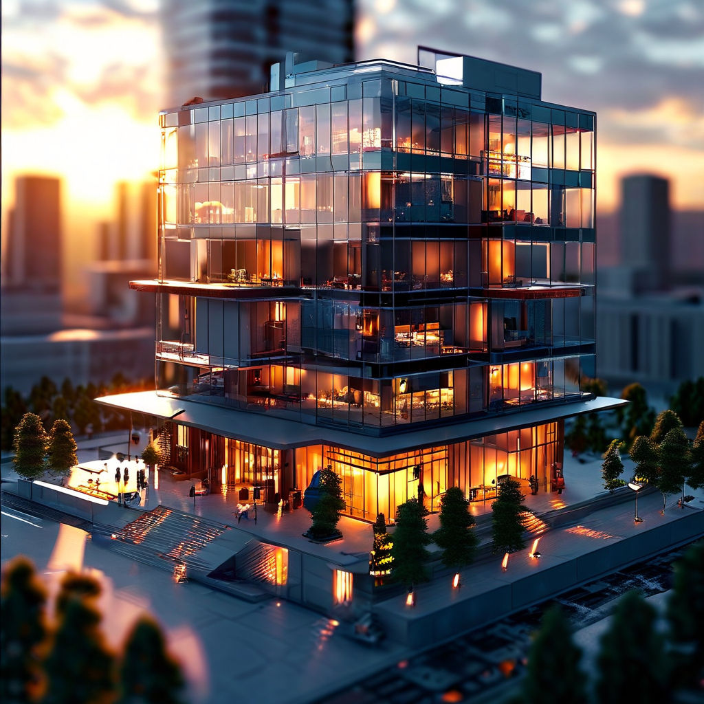 Corporate headquarters in the style of low poly isometric 3d... by ...