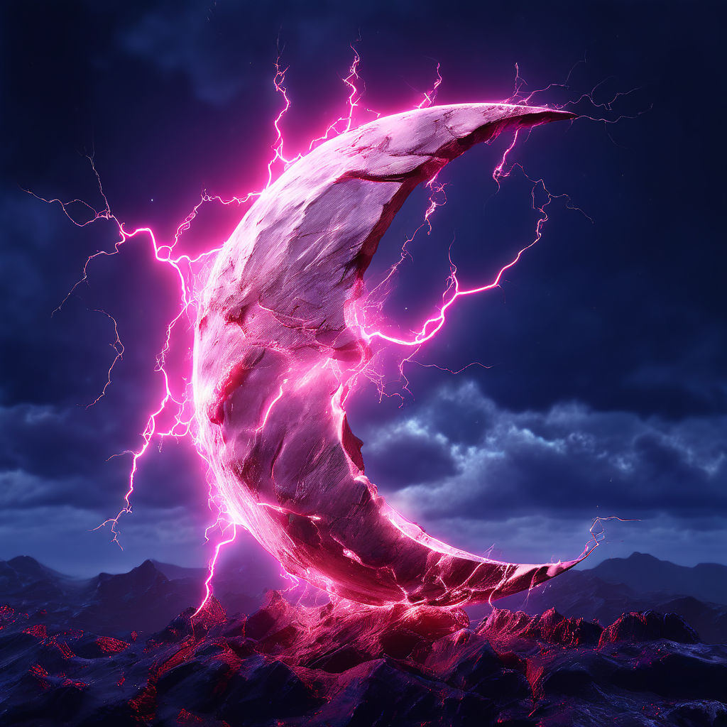 Lightning pink on the half moon by Cy S - Playground