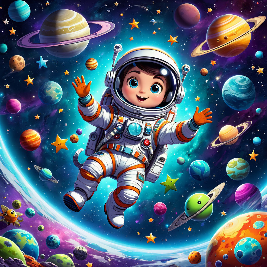 A playful cartoon astronaut floating in space by Pinny Pinny - Playground