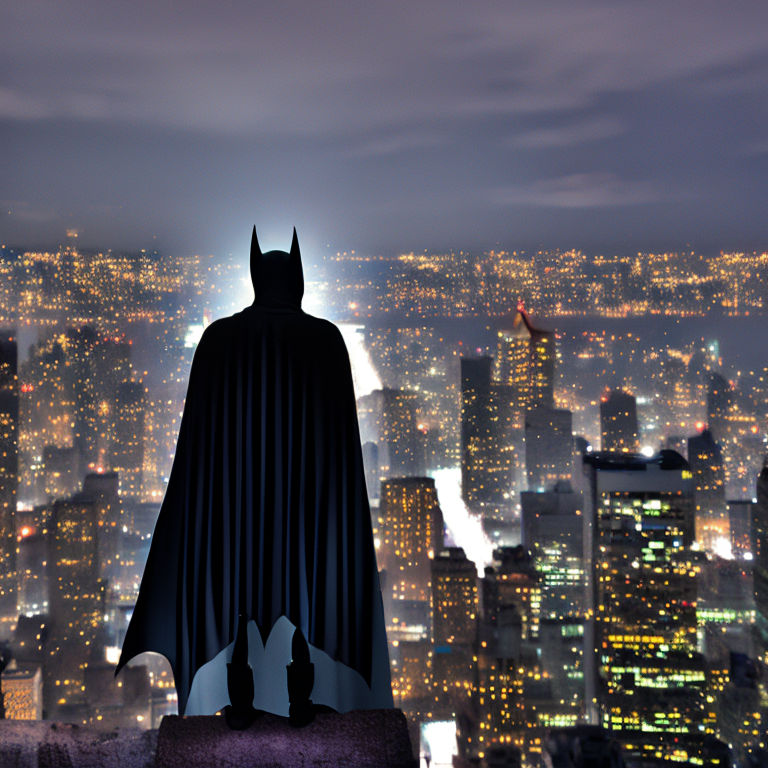 Batman silently perched atop a towering skyscraper by Vinicius - Playground