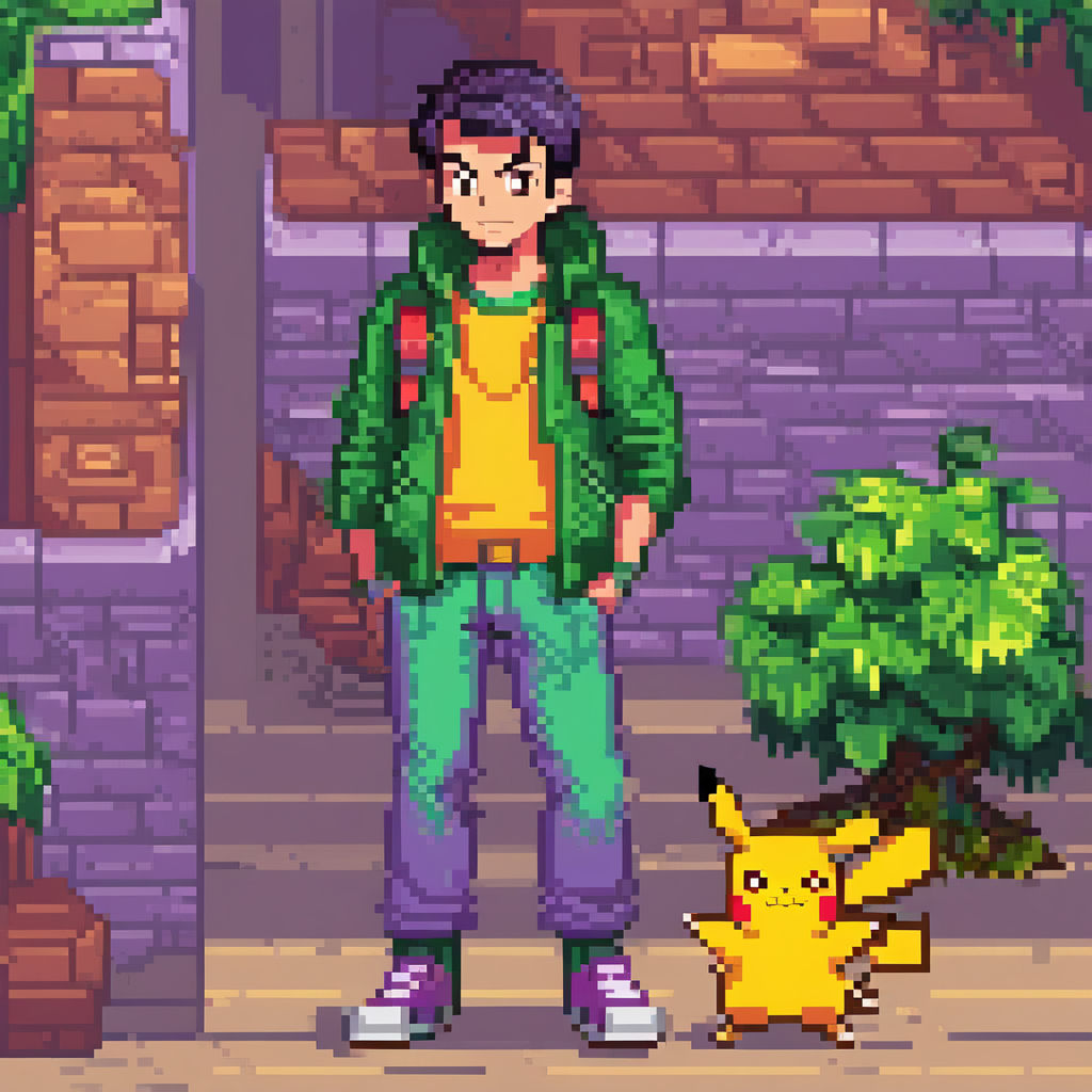 16-bit style male character designed for a Pokémon adventure by Antoni ...