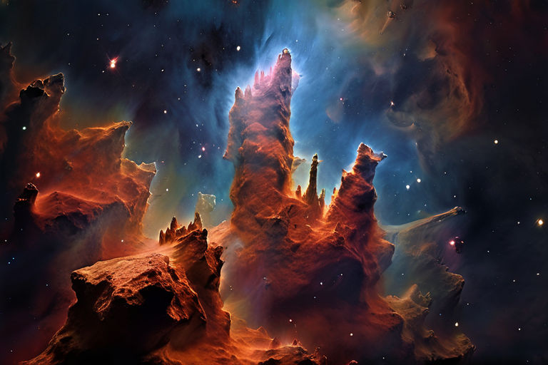 Create a visual representation of the "Pillars of Creation" ... by jose ...