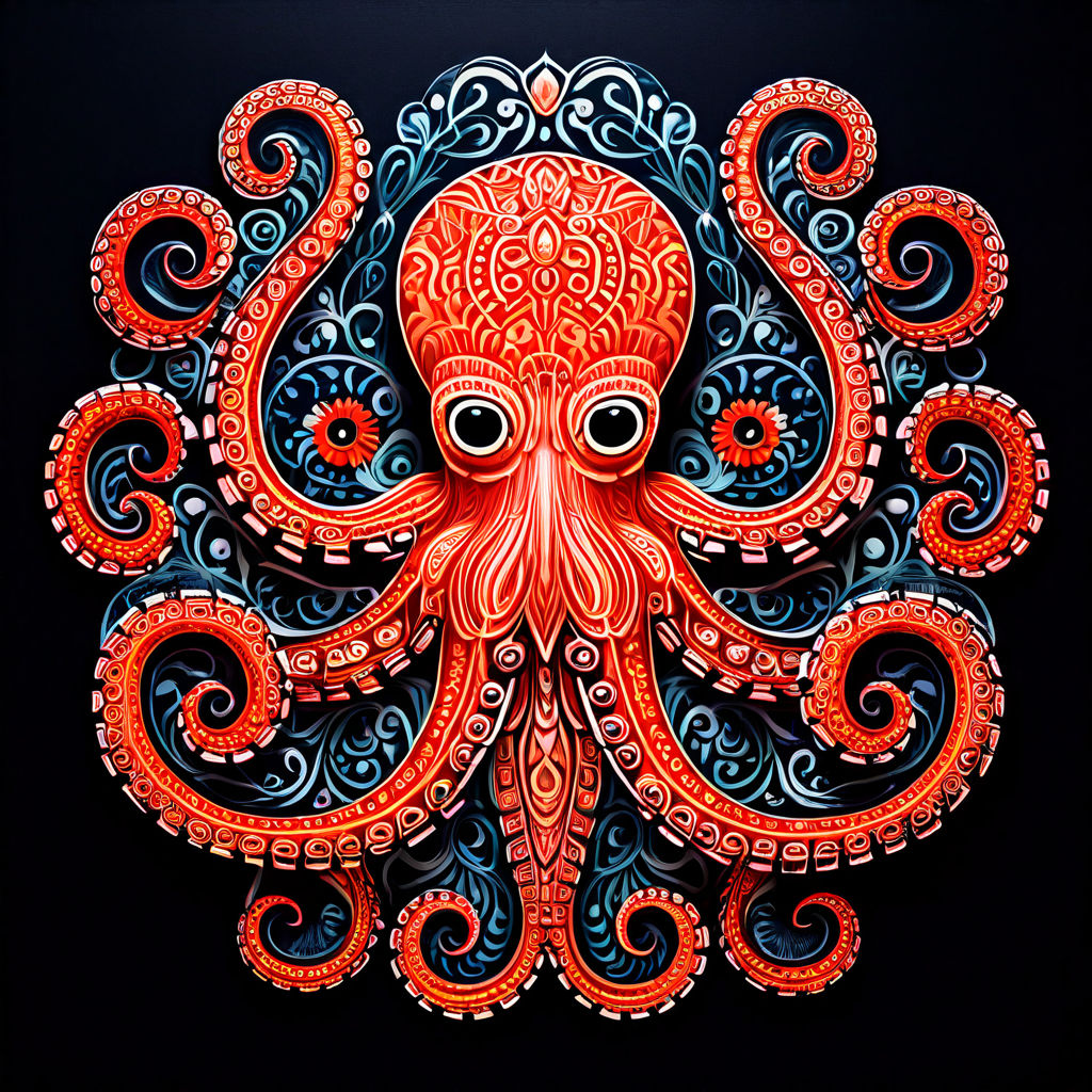 AN OCTOPUS IN THE STYLE OF CUNA INDIAN FOLK ART by Frank Morlock ...