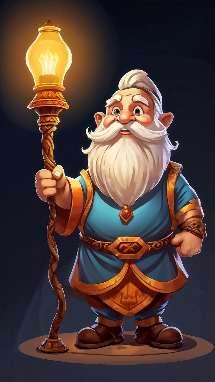 Please draw a dwarf lamp genie in a cartoon style. by Mooka Ppokka ...