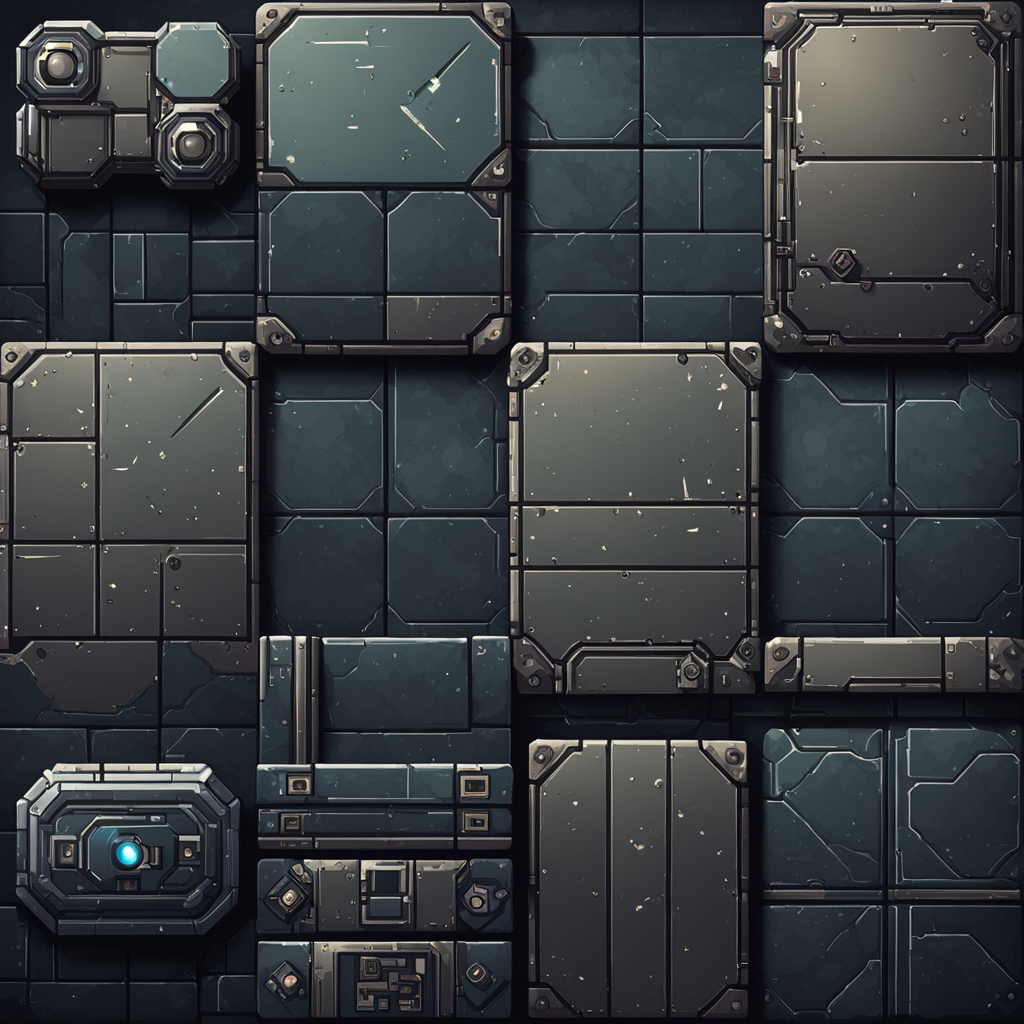2D tile sci-fi set Wall Texture sprite divided in 12 quadran... by ...