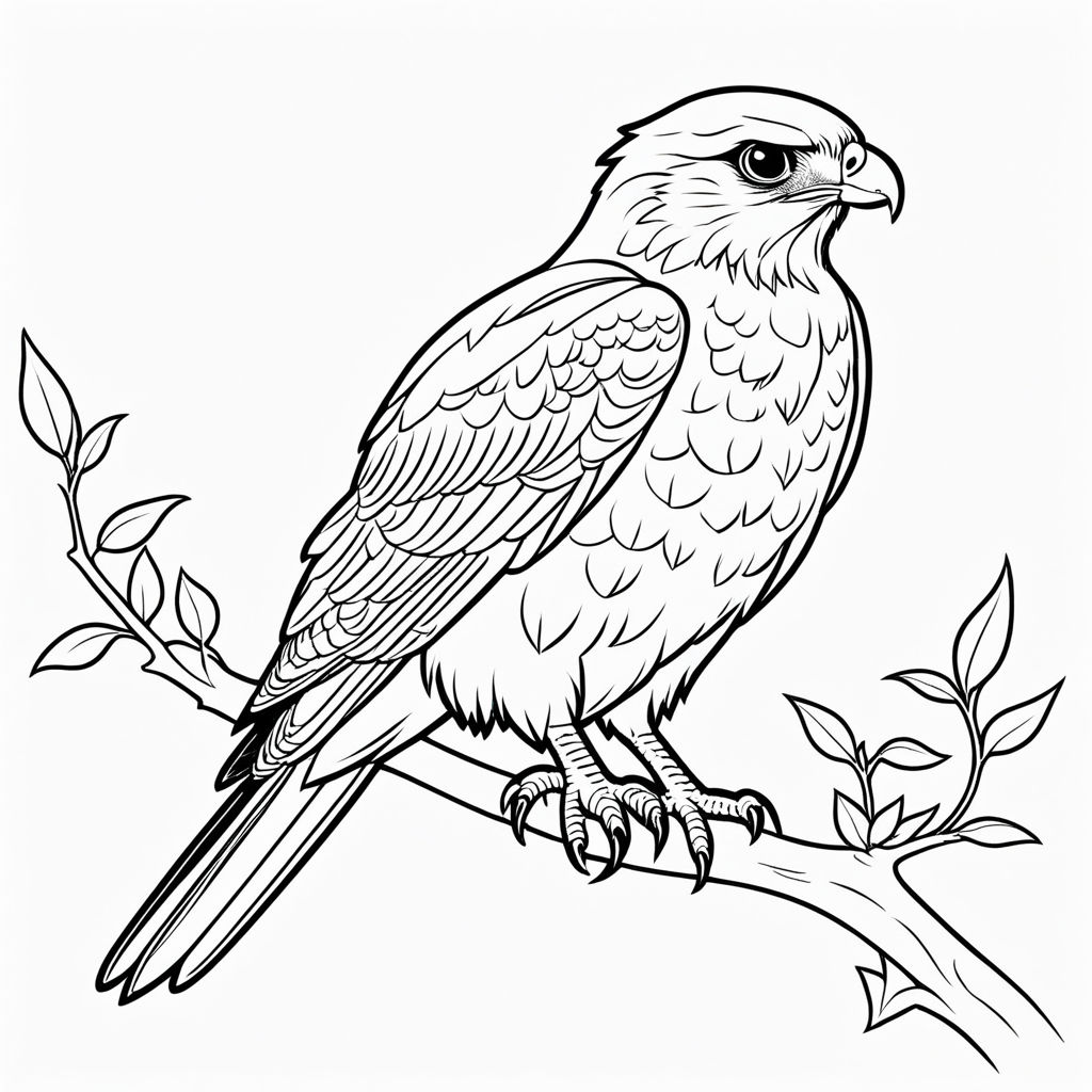 Cute simple single Hawk Coloring book illustration by Hortencio Mendes ...
