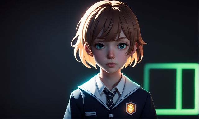 A photo of a 5d character wearing school uniform and glowy by Haider ...