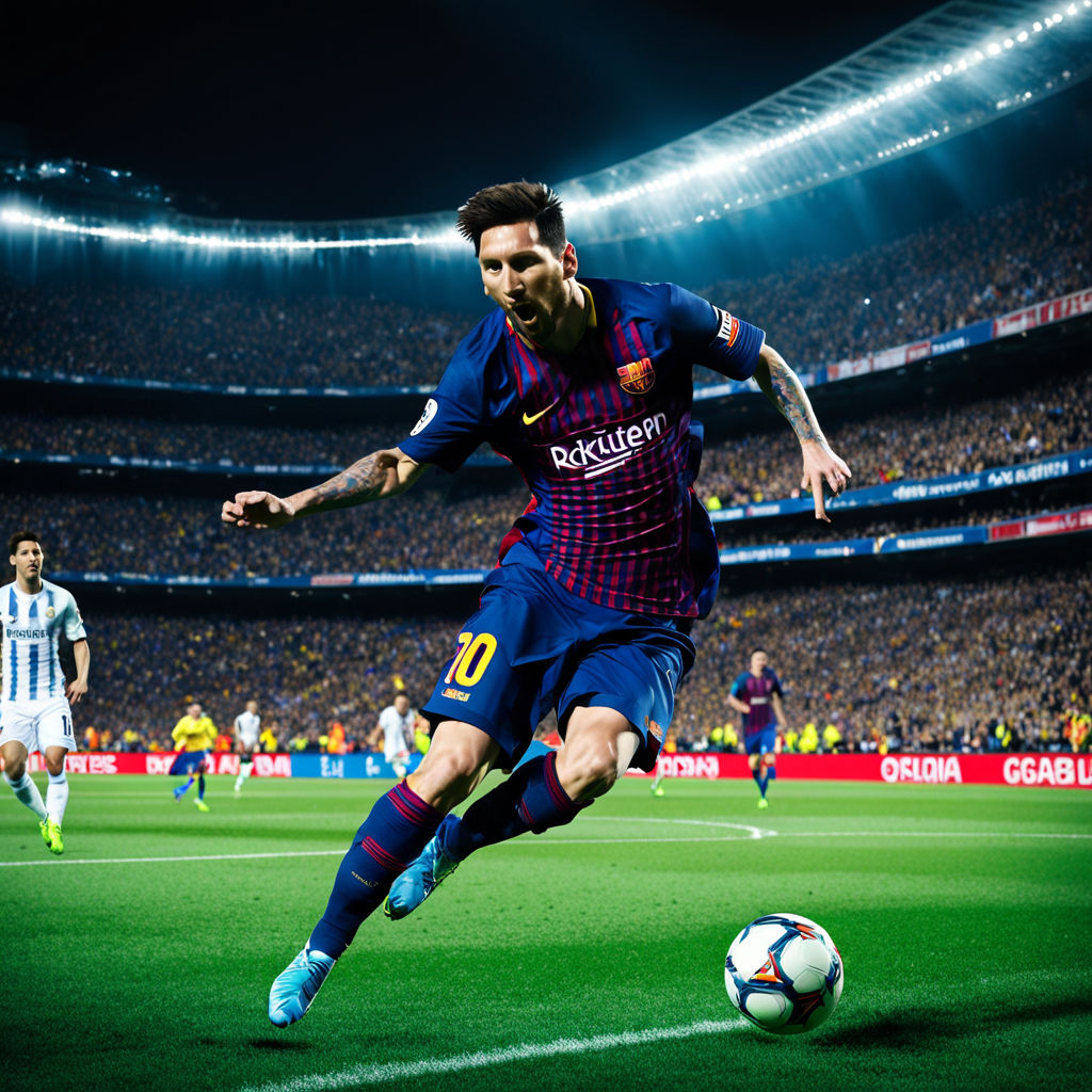 Lionel Messi in mid-action by Leonardo Alencar - Playground