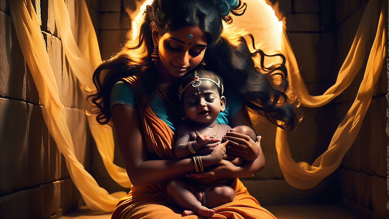 Devaki seated on the floor in a dimly lit prison cell by 2022-FU063 ...