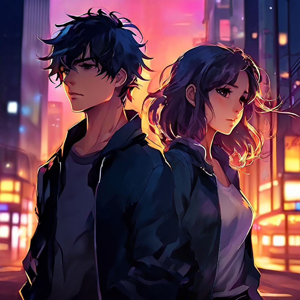 Anime-style male and female characters engaged in a mutual g... by 20侑均 ...