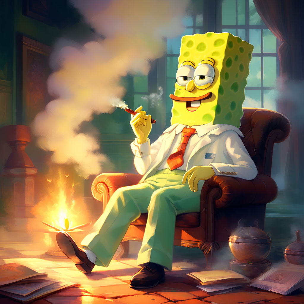 SpongeBob smoking a cigar by Jadaida Glover - Playground