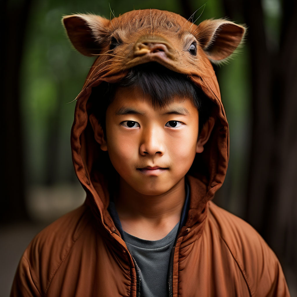 An asian teenager boy with the big wide face that looks like... by Ggg ...