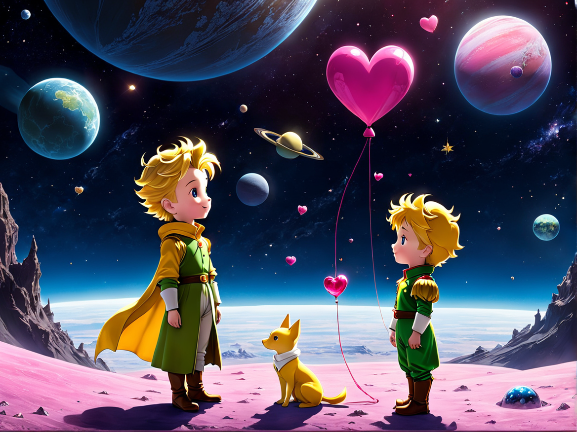 The Little Prince meets Pinkheart on a space planet by Geum sun Seo ...