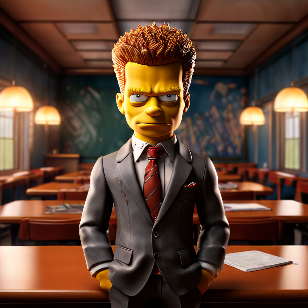 Bart Simpson with a luxury suit in a classroom 8k by Ali nazim Brahimi ...