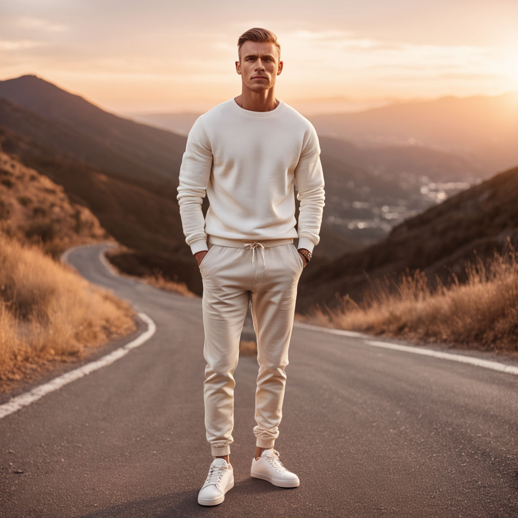 Photorealistic front full body image of a muscular man in wh... by ...