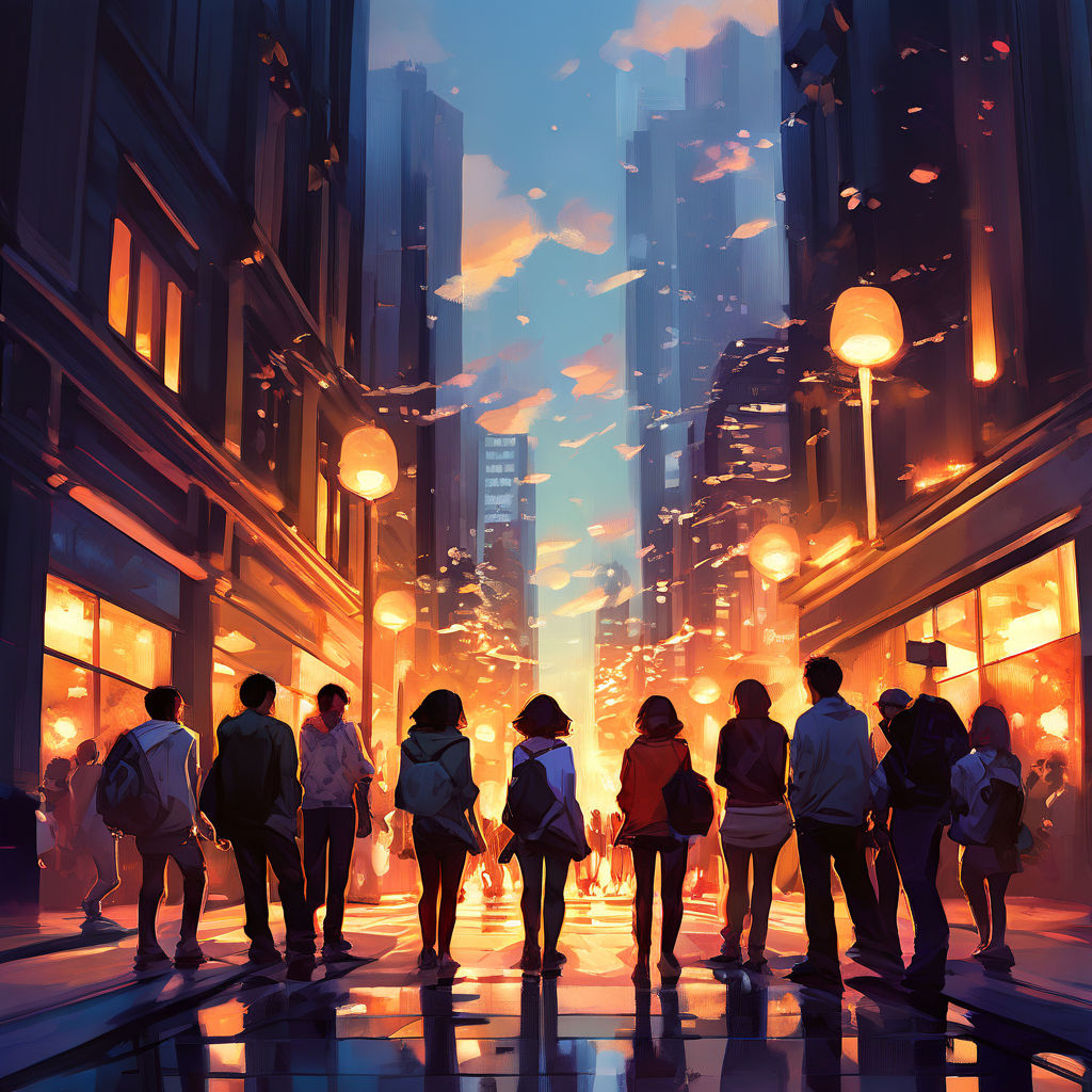 Group of friends gathered in a dynamic street scene by Ankit Gupta ...