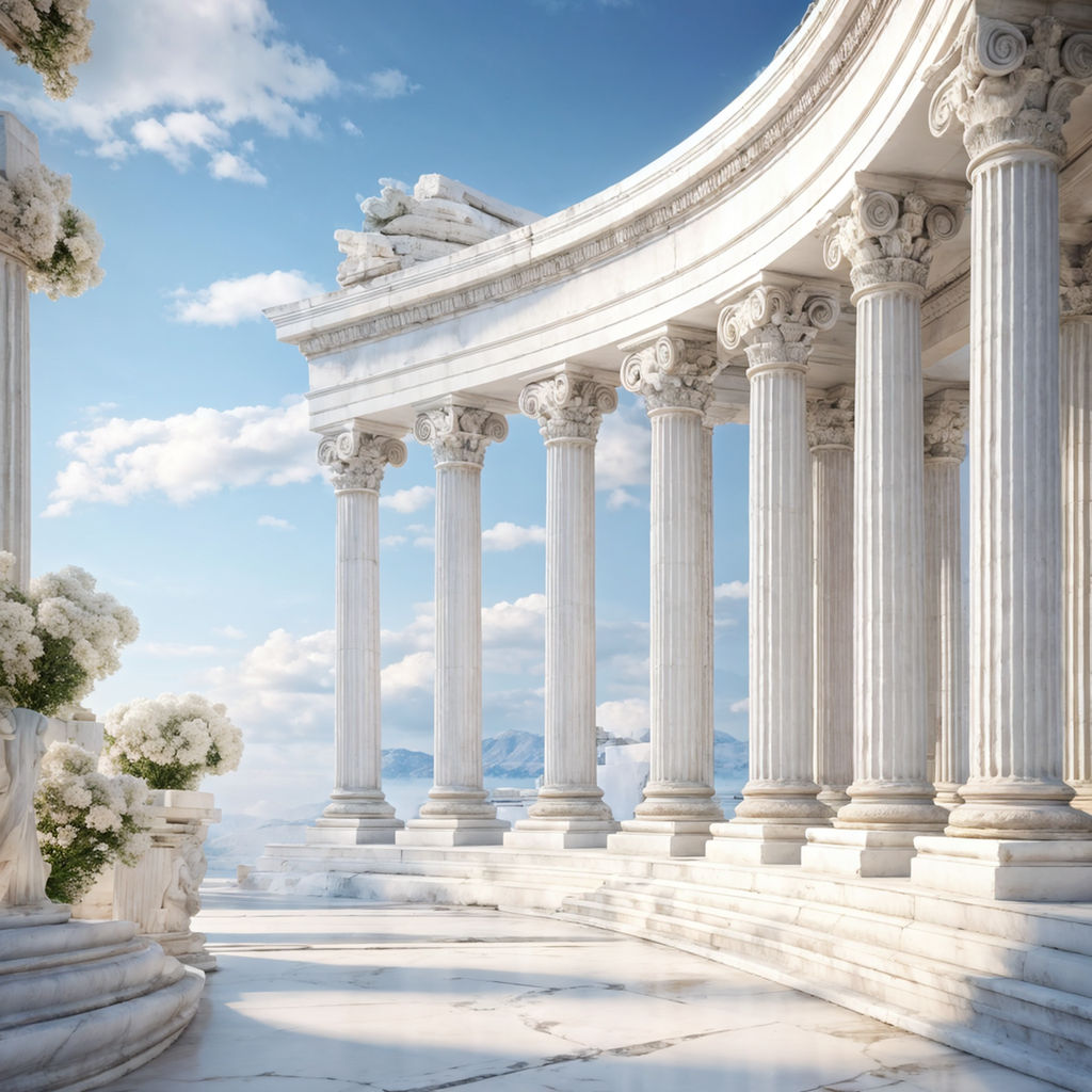 White greek columns of a temple by Marek Zügner - Playground