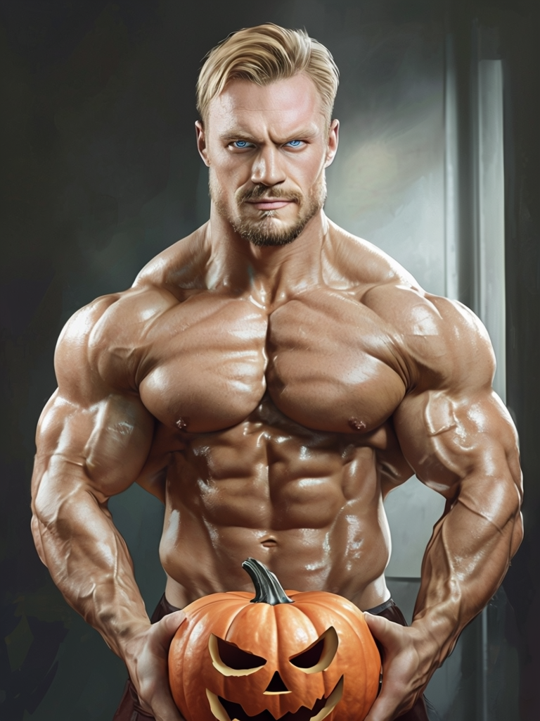 A highly realistic digital illustration depicts a muscular m... by ...