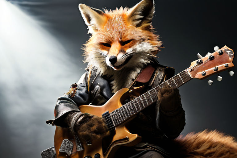 FOX PLAYING GUITAR WITH TWO DAGGERS ON HIS BACK by Papito Mito - Playground