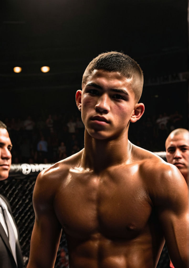 Teen Latino MMA fighter with a straight hairline buzzcut by ...