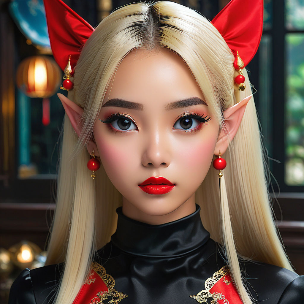 Portrait chinese very pretty 14 year old elf by Phillip Sidek - Playground