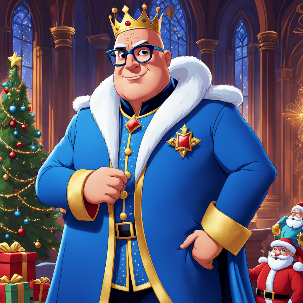 A Disney Cartoon of a bald King of New York with glasses wea... by SAM ...