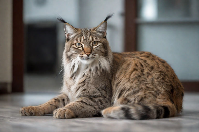 A full body image photograph of a Highland Lynx domestic cat... by JeTo ...