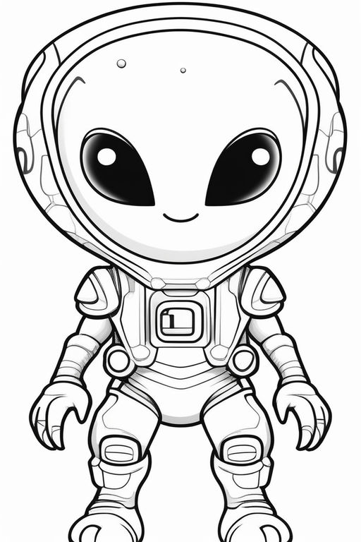 Cartoon style draws a cute alien for coloring page for presc... by Inna ...