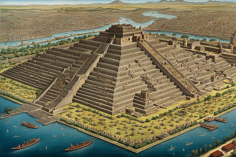 A detailed illustration of Tenochtitlán at its peak by oweguan kenobi ...