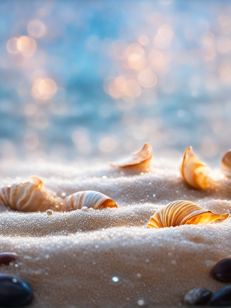 A twisted filigree mollusk shells on a sandy beach by Olya Varvanovich ...