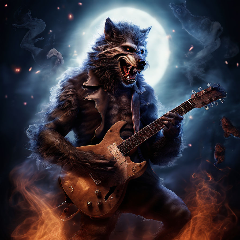 A werewolf man playing a guitar by 나그네 - Playground
