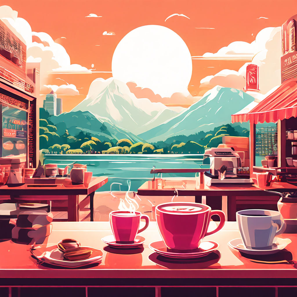 Make a cafe opening poster with a bright and cute illustrati... by ...