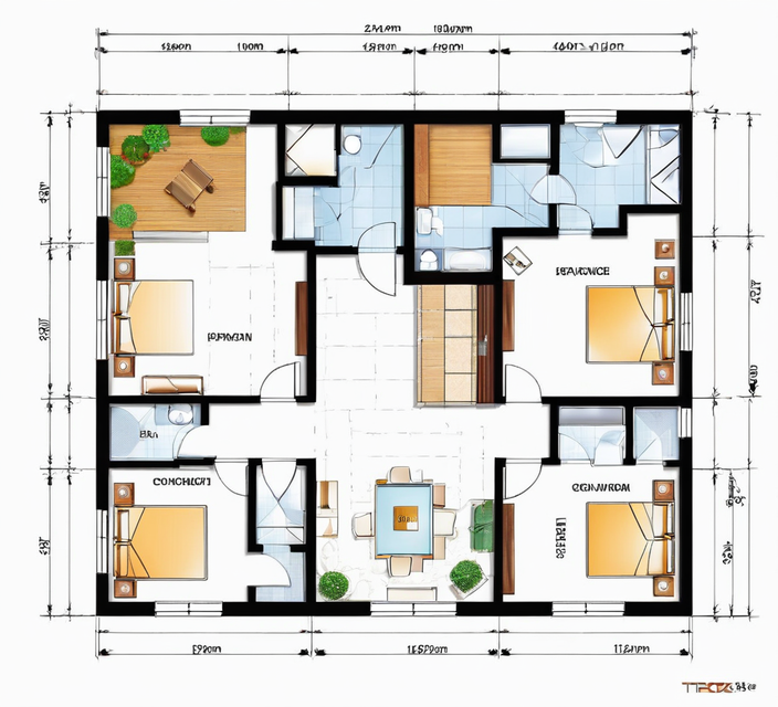 Please draw the technical floor plan of a small family house... by míla bendova - Playground