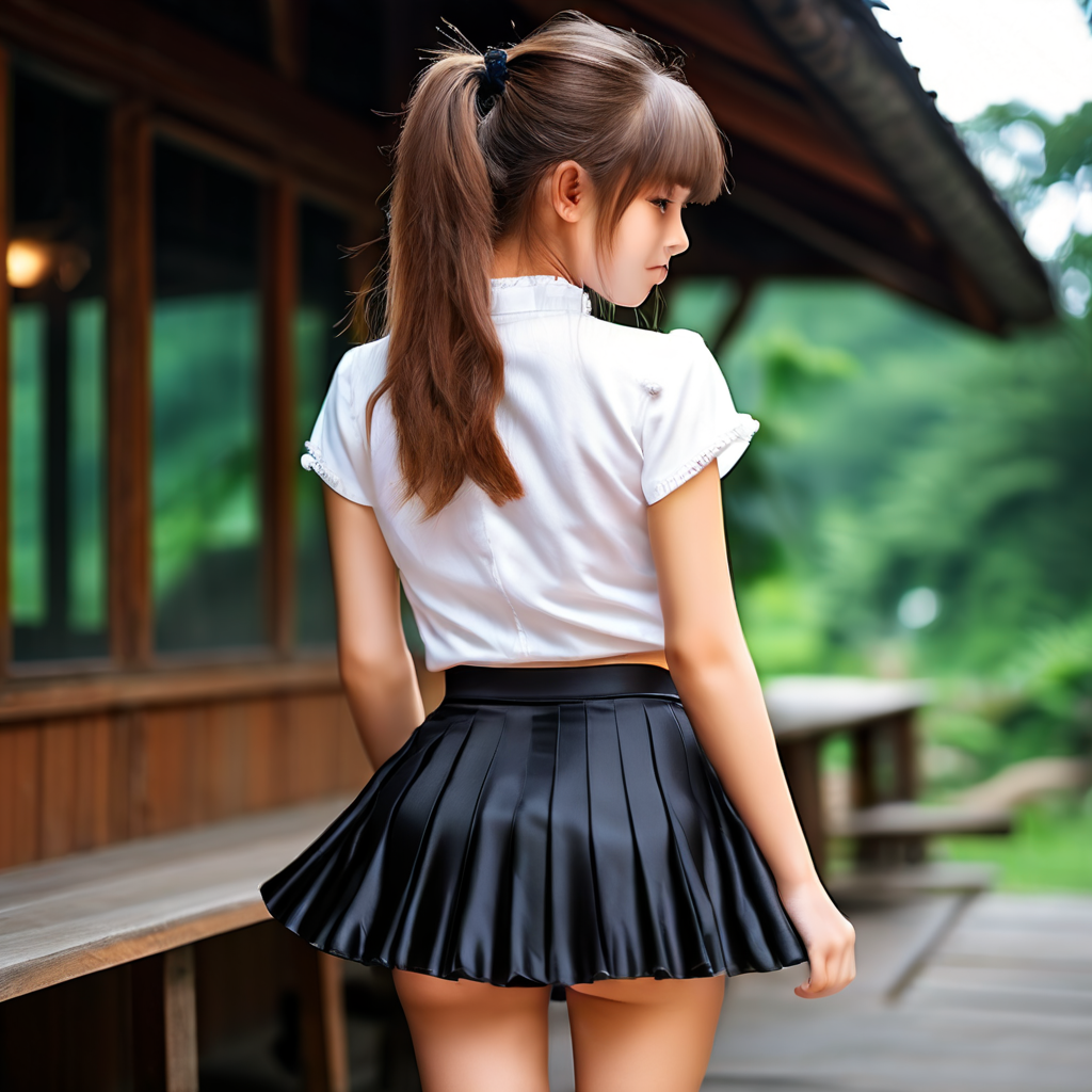 Beautiful young loli from the back in a super small pleated ... by Mike Trainor - Playground