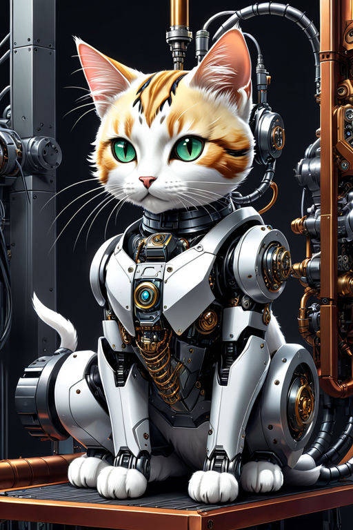 There is a cat that is sitting on a machine by Nik ItiN - Playground