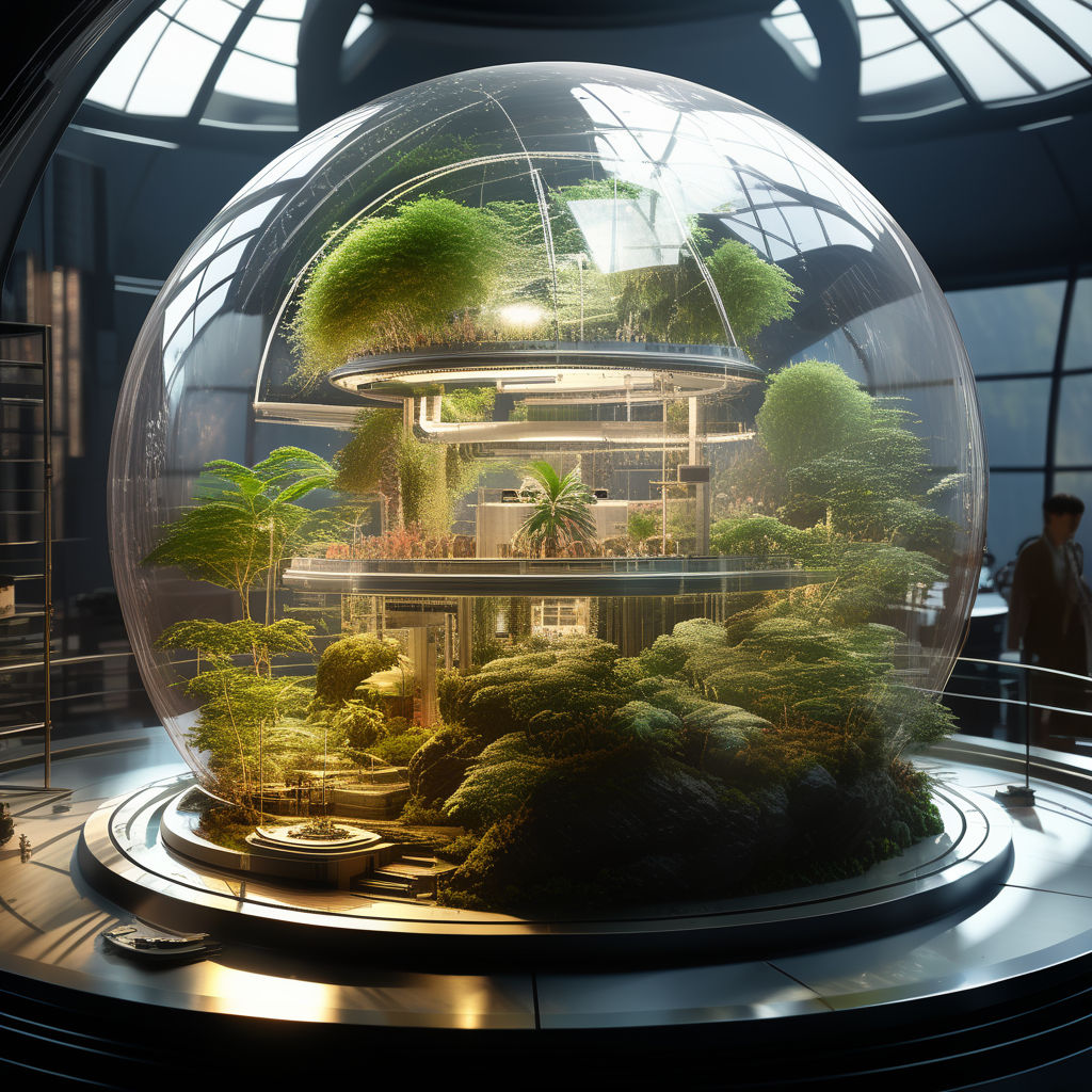 Big glass-dome-base with plants inside placed on the moon by Blebbo ...