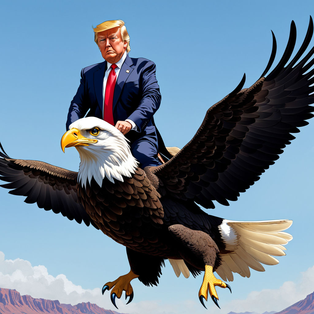 DONALD TRUMP RIDING AN EAGLE by I LOVE MUGS - Playground