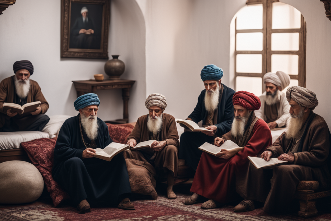 Old Jews in traditional Turkish costume sitting in a Turkish... by ...