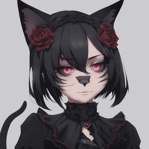 Gothic cat girl portrait by Jelly Shaft - Playground