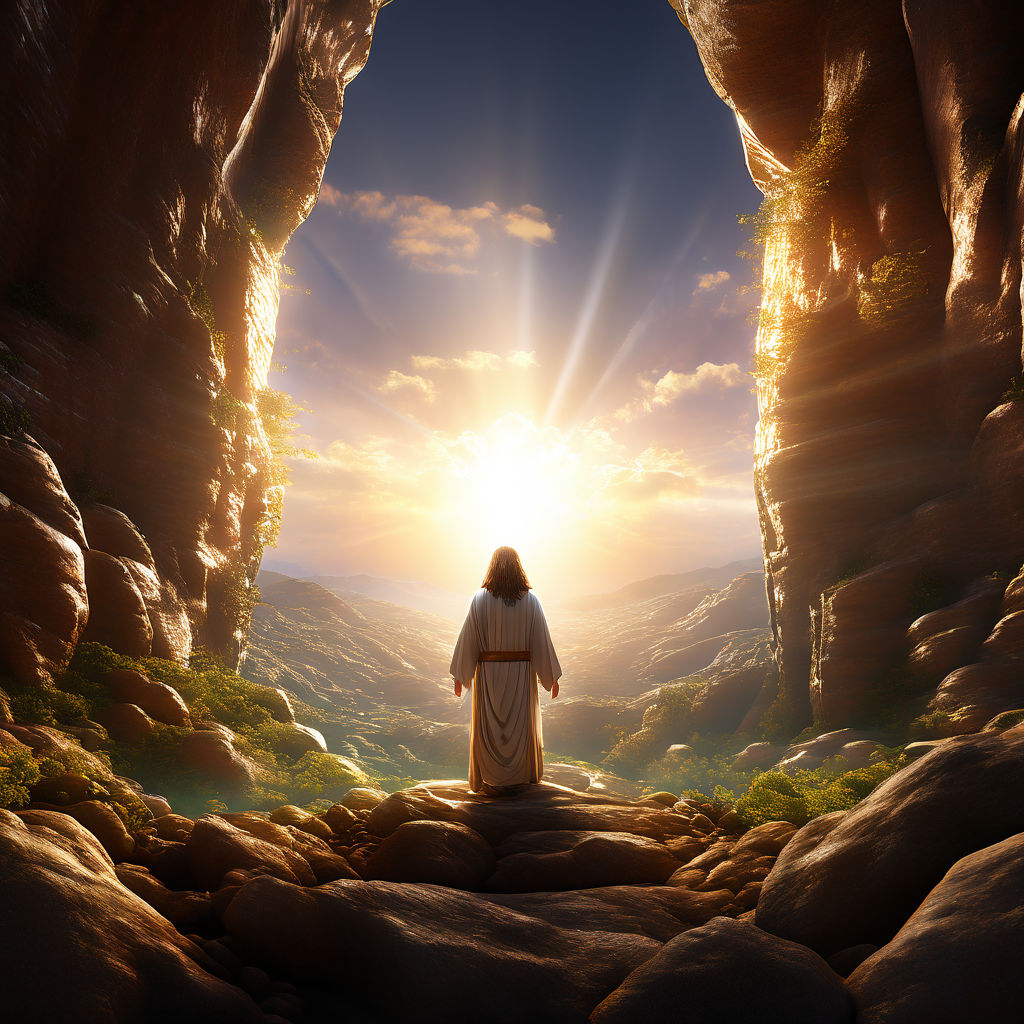 Jesus rising from the tomb in radiant glow by Marco Smith - Playground