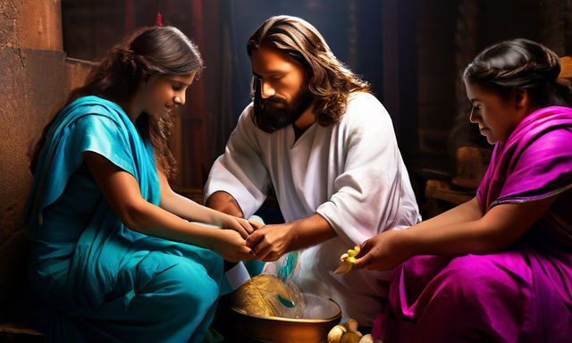 Make realistic colourful pictures of jesus christ cleaning... by 1mnt ...