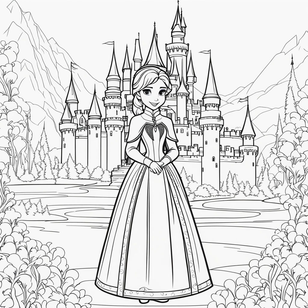 A simple Coloring pages of frozen little anna in castle in t... by ...