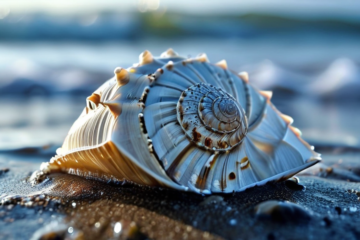 Venus shells on the North Sea beach captured in the style of... by ...