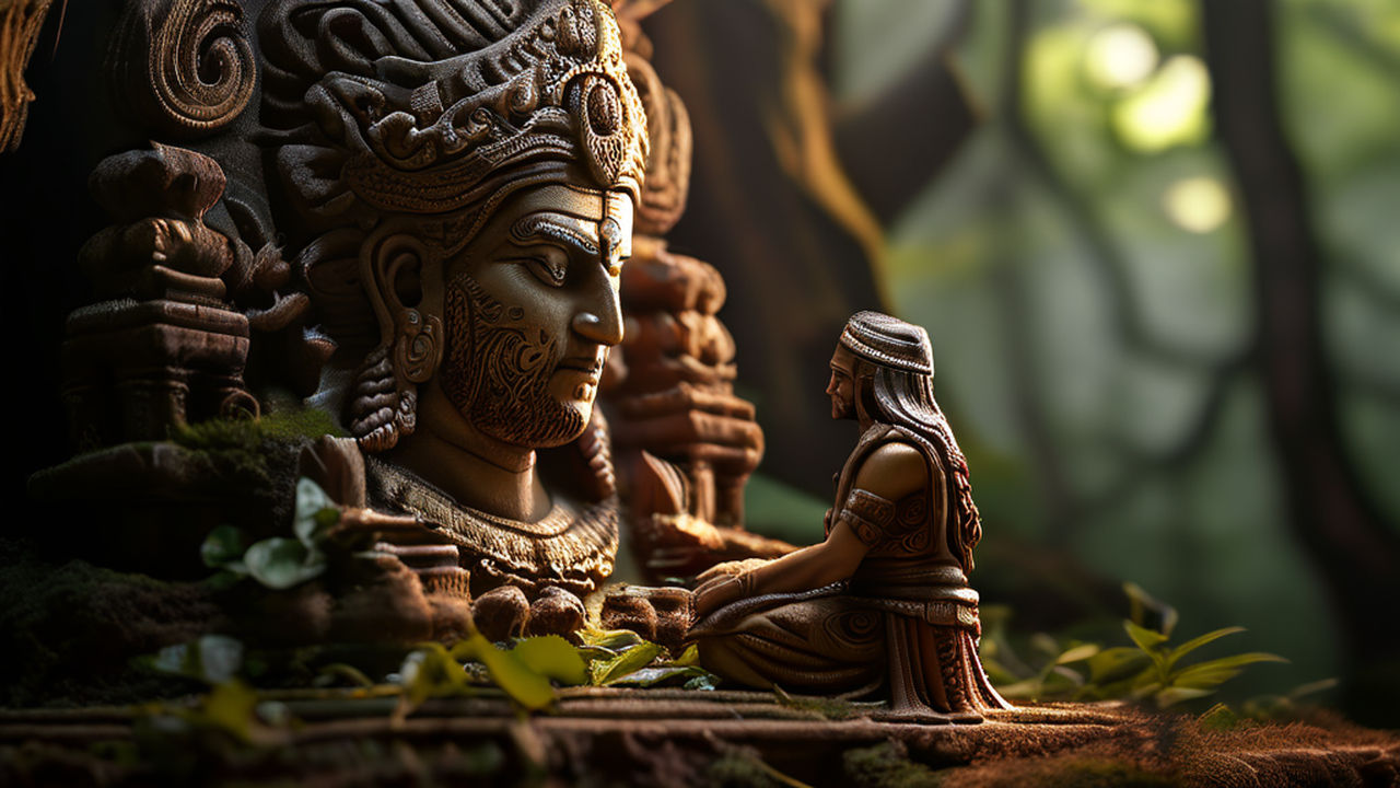 Mahabharata Eklavya made in forest wood idol of Dronacharya ... by ...