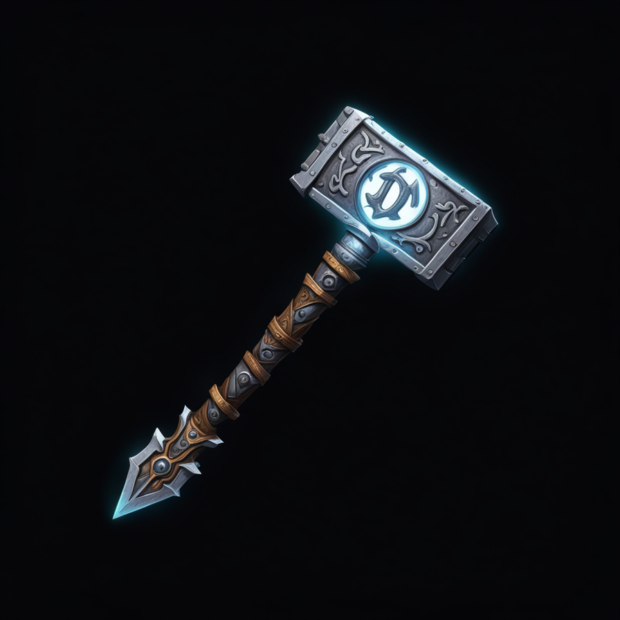 An dwarf steel warhammer with glowing dwarf runes by Bruno Marcon ...