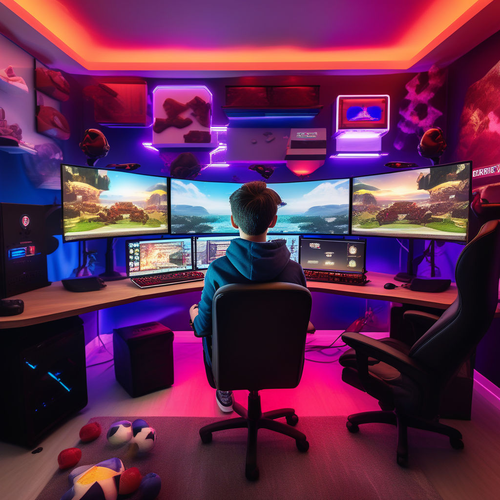 A boy playing on a gaming computer by Tonizin - Playground