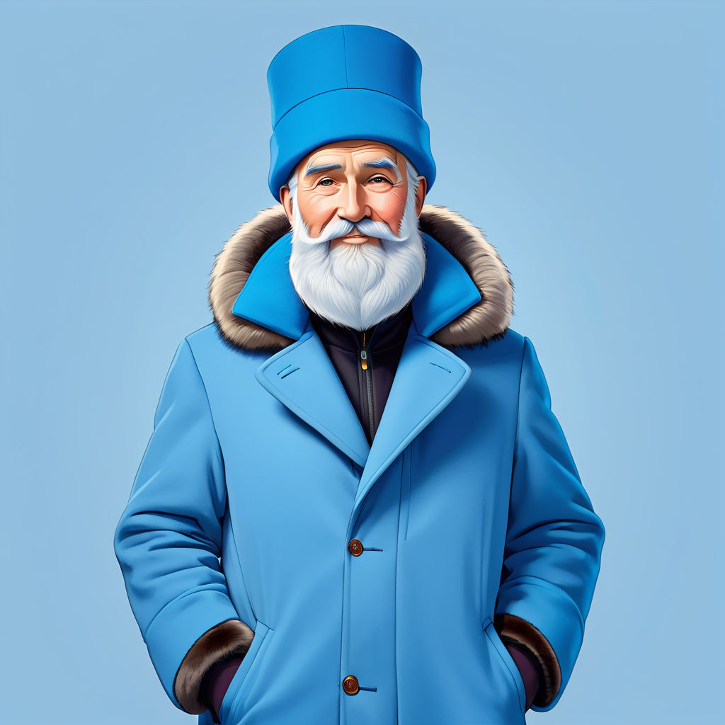 A drawing of a Russian grandfather with a pixar-style beard ... by ...