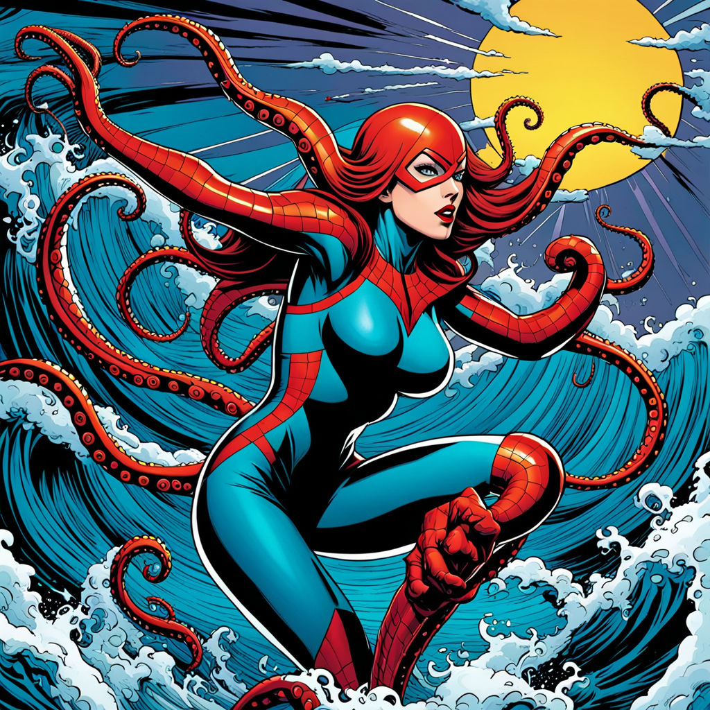 A Comic Book-style image in colour of an octopus woman by Charlie ...