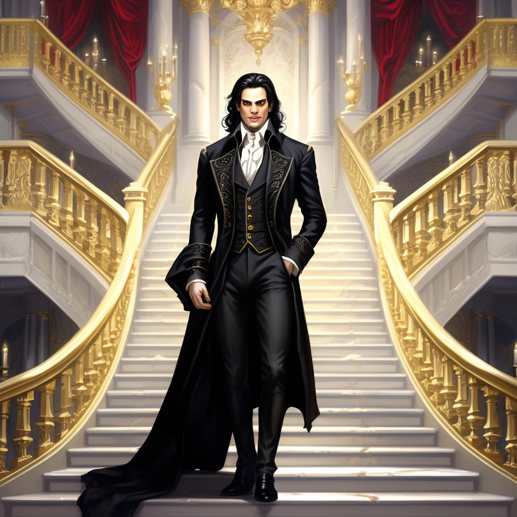 A vampire descending a gothic staircase by Joshua Jeanjaquet - Playground