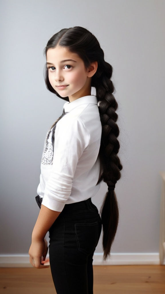Age 12 white girl with black hair with a french braid full b... by ...
